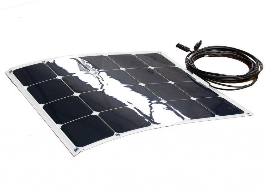 Semifleksibel solcelle 50W/12V til båd, campingvogn med Sunpower celler ...